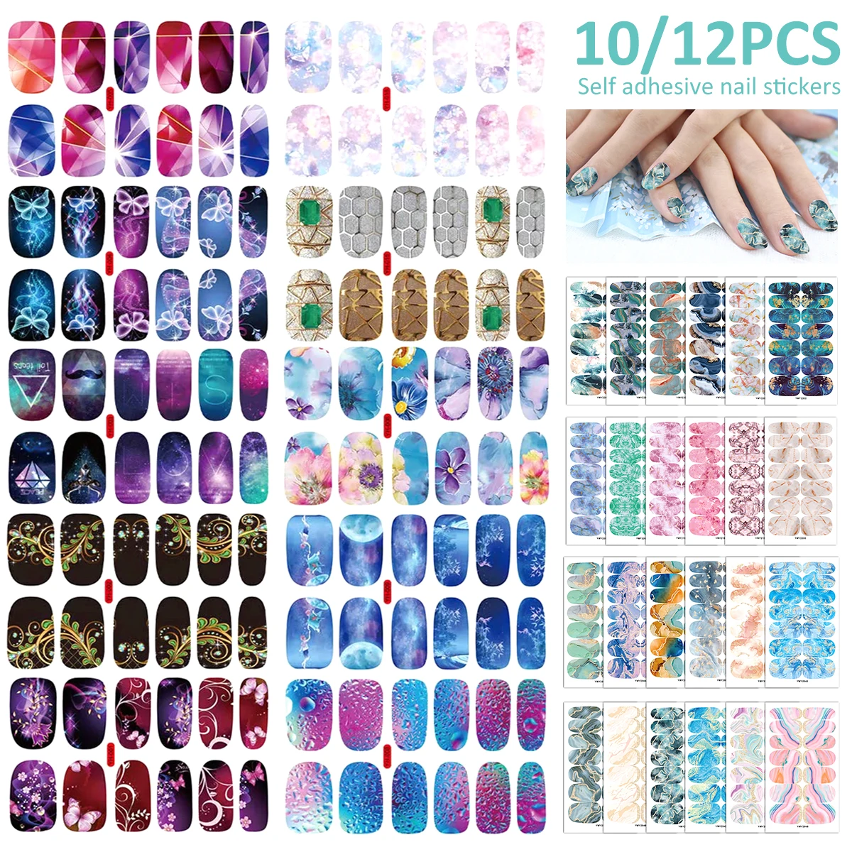 10-Sheets-Nail-Polish-Stickers-Self-Adhesive-Nail-Polish-Stickers-with ...