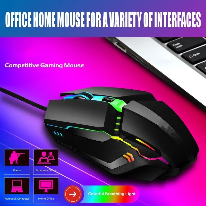 USB Ergonomic Mouse Wired Gaming Electronic Sports RGB Streamer ...