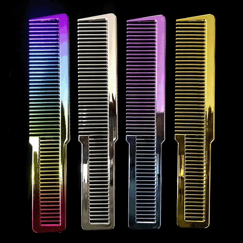 Electroplating-Haircut-Hairdressing-Comb-Colorful-Rainbow-Comb-Portable ...