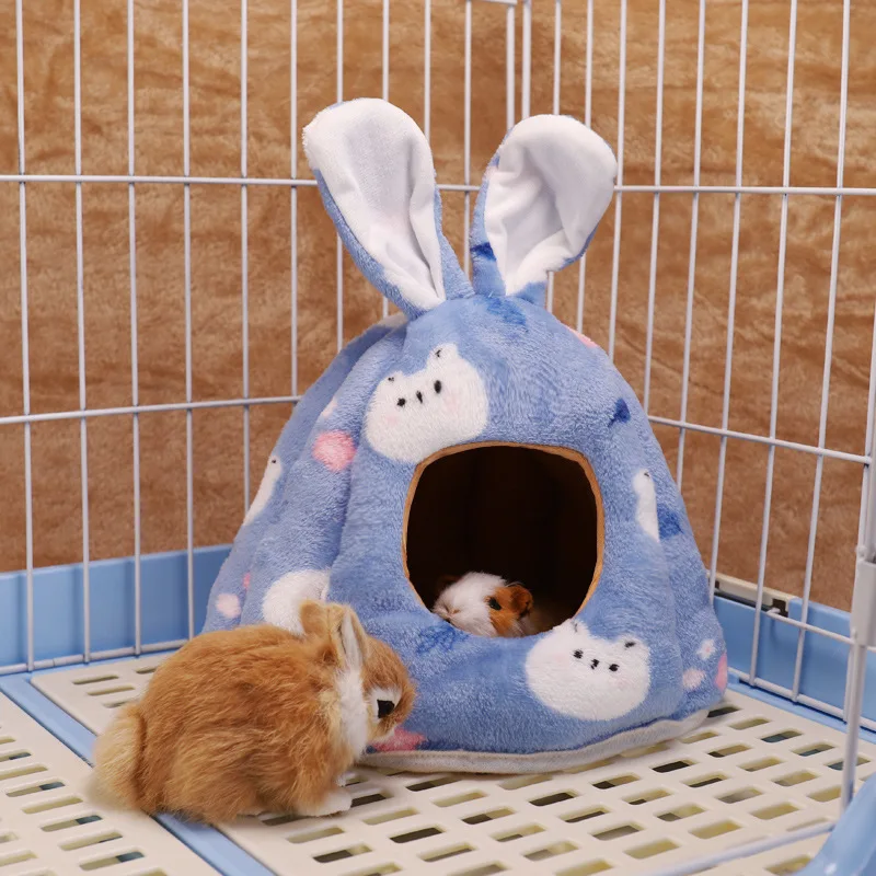 Rabbit Cage Soft Plush Winter Warm Rabbit Accessories Hamster Hideout ...