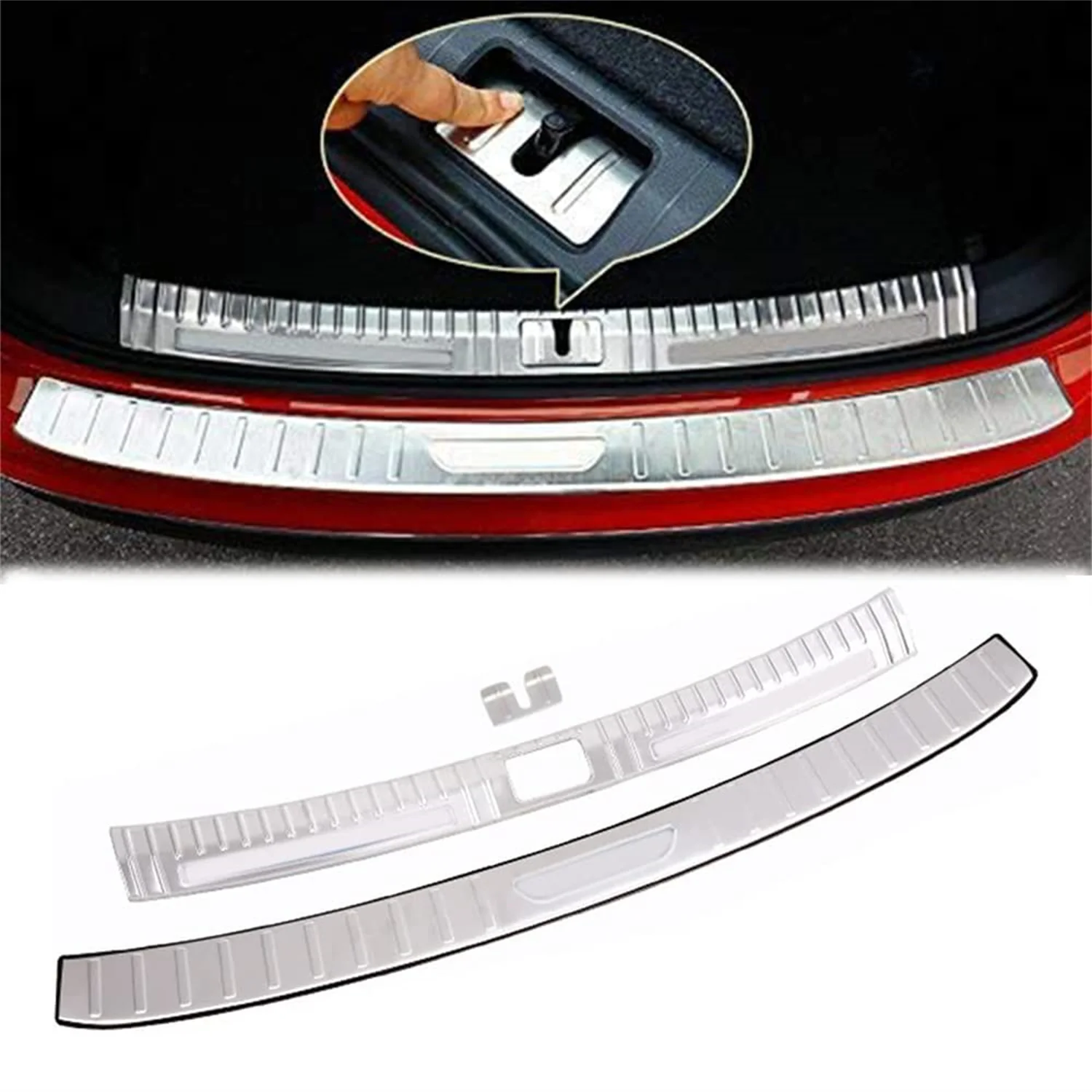 Car Rear Boot Trunk Inner & Outer Bumper Protector Guard Sill Plate ...
