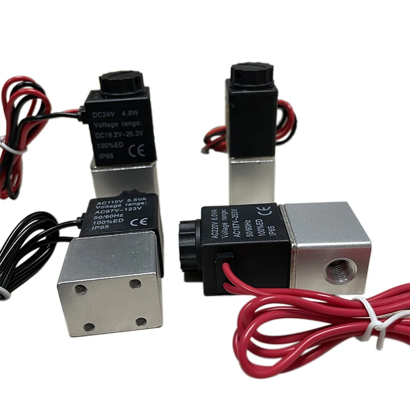Aluminum Solenoid Valve 12V 24V AC 110V 220V Normally Open 1/8" 2 Way Coil Power 6.5W Pneumatic ...