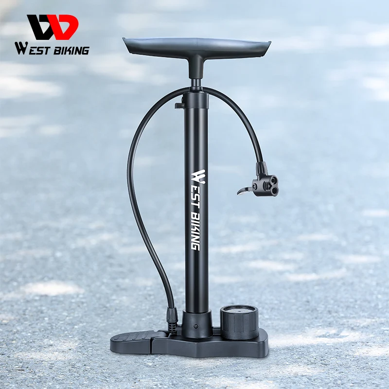 WEST-BIKING-High-Pressure-Bicycle-Air-Pump-with-Gauge-160-PSI-Stainless ...