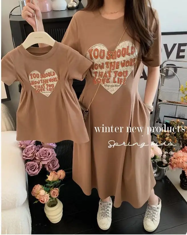 V-tements-assortis-pour-la-famille-avec-lettres-imprim-es-robes-d ...