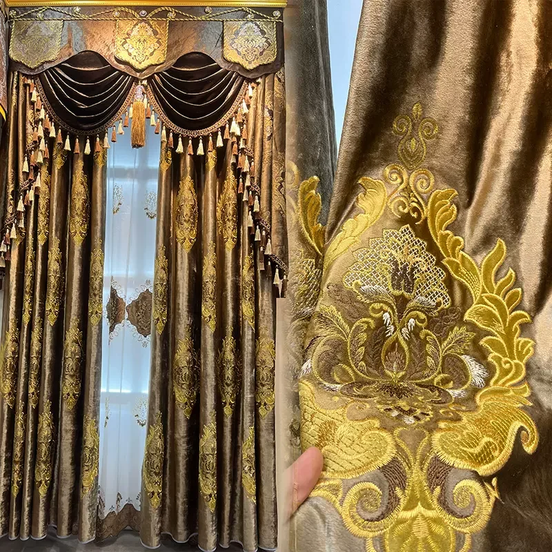 Brown-Luxury-European-Thickened-Jacquard-Curtains-for-Living-Room-Cloth ...