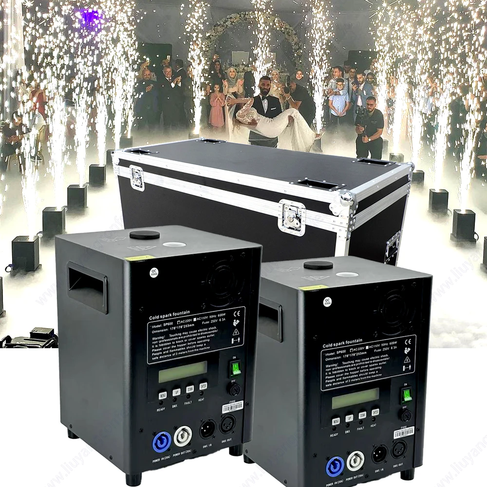 2-PCS-600W-Cold-Sparks-Machine-Flight-Case-optional-Sparkler-Wedding ...