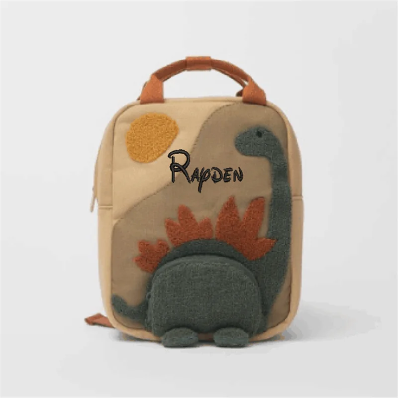 Personalised-Embroidered-Dinosaur-Kids-Backpack-Custom-Name-Dino ...