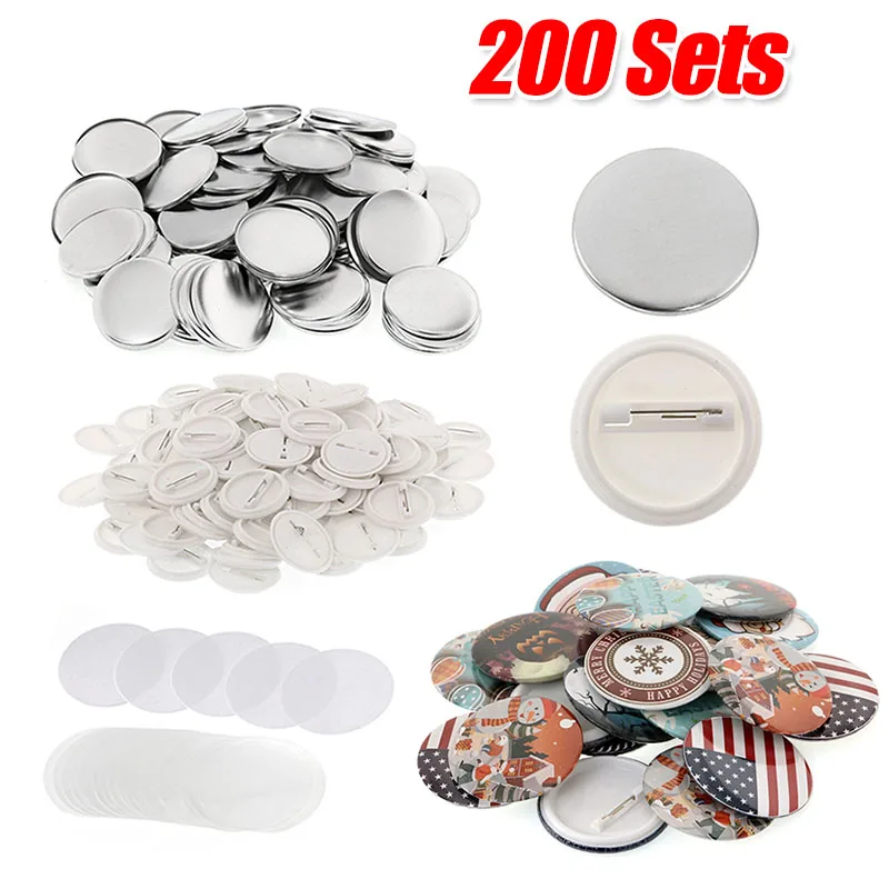200Sets-25mm-37mm-44mm-50mm-Blank-Pin-Back-Button-Parts-for-Button ...