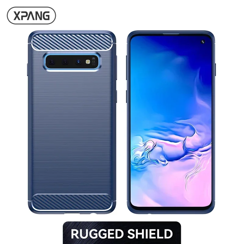 Case-On-Samsung-S10-Shockproof-Covers-TPU-Silicone-Carbon-Fiber-Brushed ...
