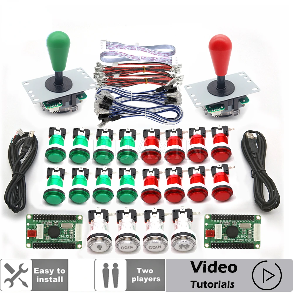 Arcade Diy Kit 2 Player Usb Encoder To Pc Windows Rasberry Pi Game Cabinet Led Push Button ...