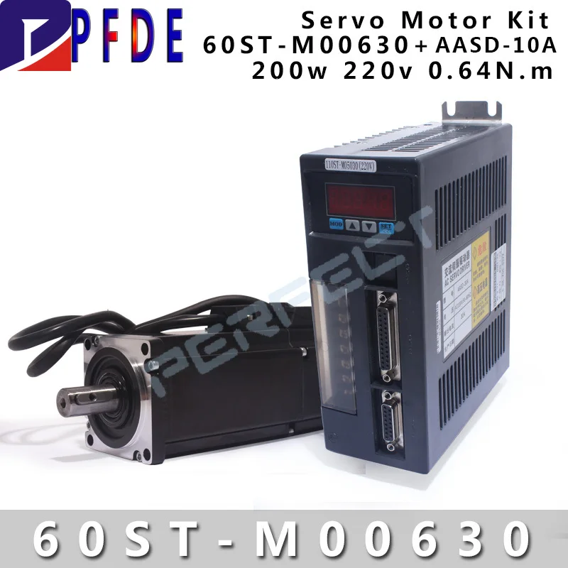 60ST-M00630 220V 200W AC Servo Motor 0.2KW 200W 3000RPM 0.637N.M ...