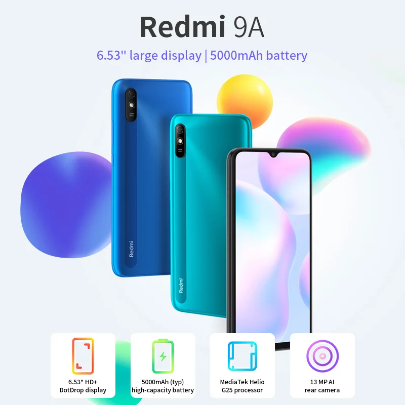 NEW Xiaomi Redmi 9A Global Rom 4GB RAM 64GB ROM 5000mAh 6.53 Inch HD ...
