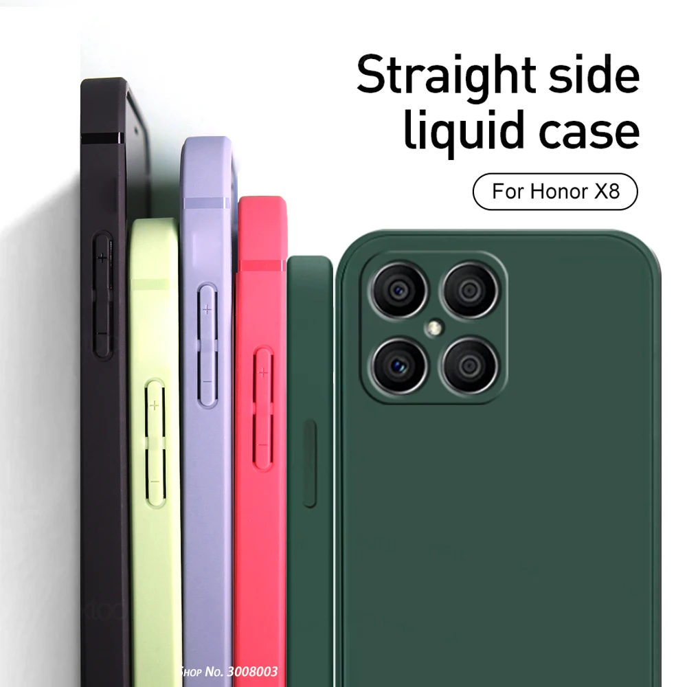 Soft-Square-Liquid-Silicone-Back-Cover-For-Honor-X8-2022-Case-Camera ...