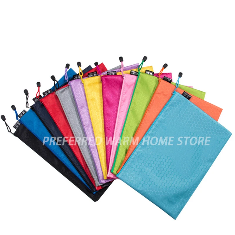 10pcs-A4-A5-A6-Canvas-Mesh-Zipper-Pouch-Document-Bag-Waterproof-Zip ...
