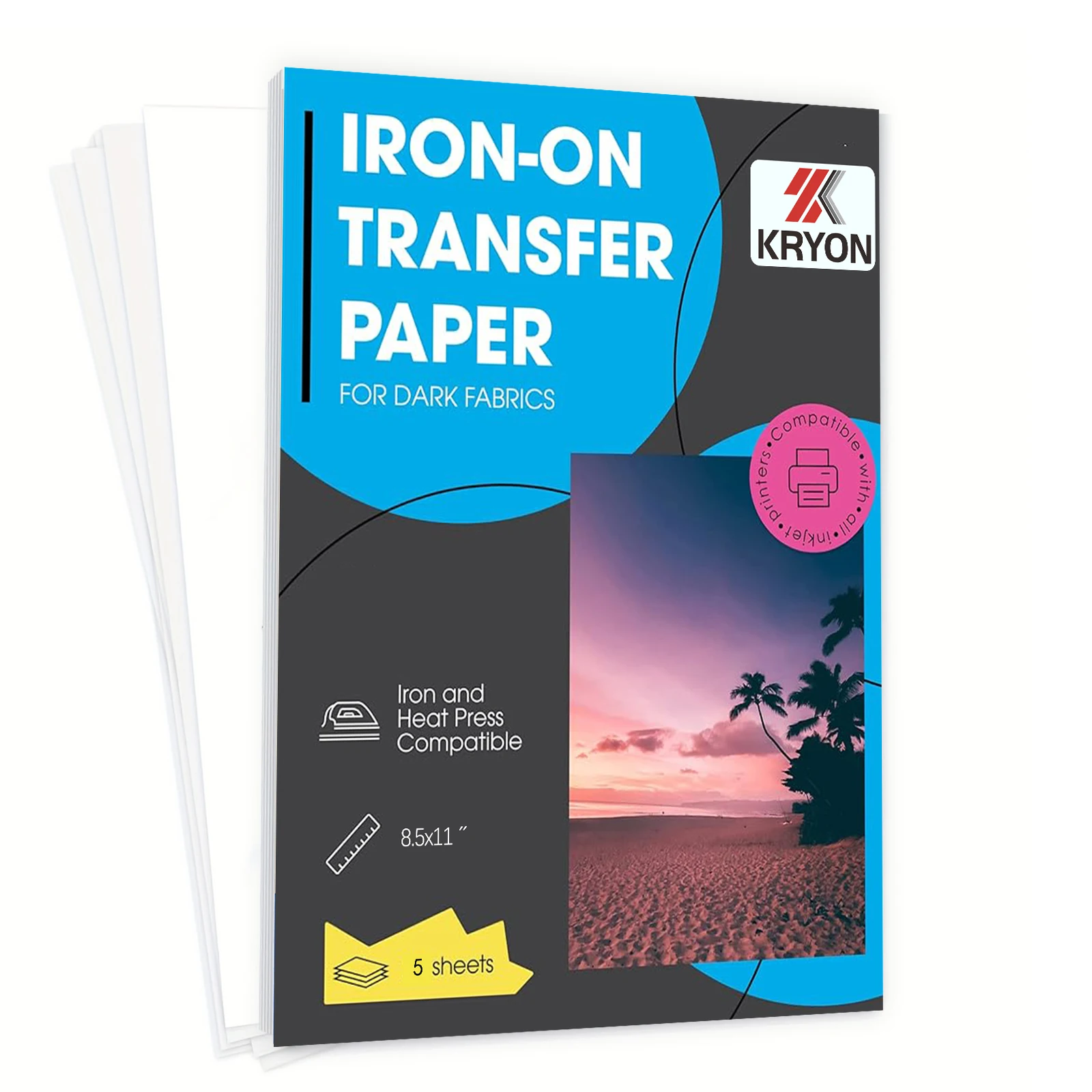5 Sheets 8.5X11 Inch Iron on Heat Transfer Paper for Dark Fabric T ...