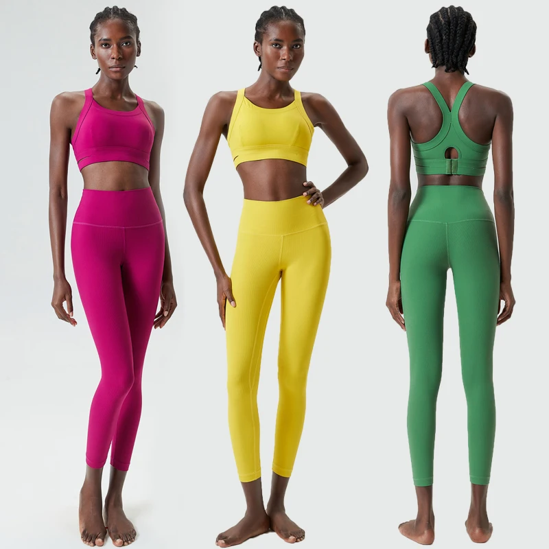 Women-High-Impact-Gym-Suit-Two-Pieces-Fitness-Yoga-Set-Super-Stretch ...
