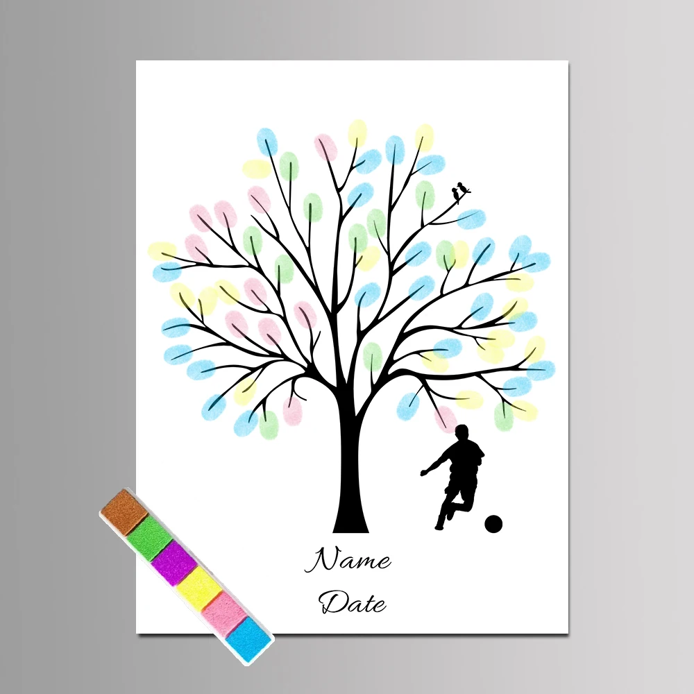 Personalized-Name-Date-Playing-Football-Fingerprint-Tree-Guest ...