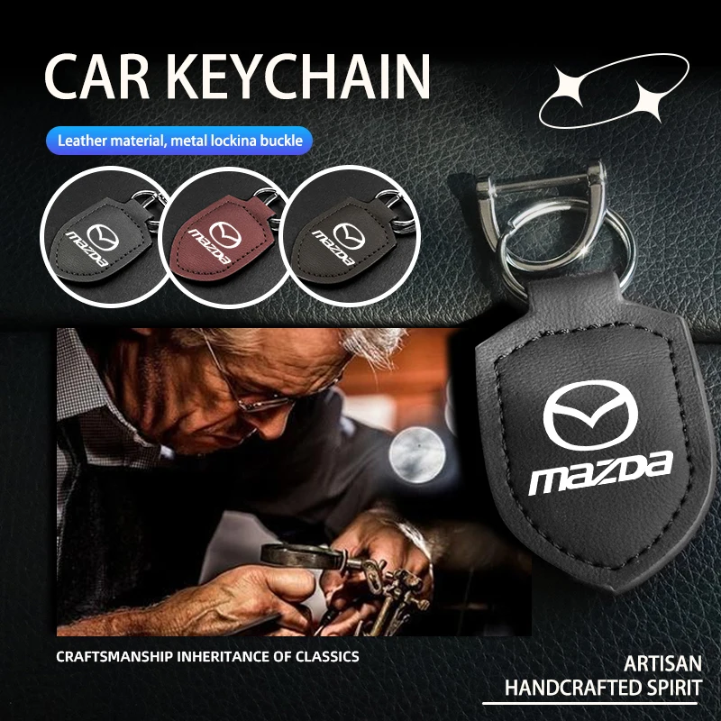 Leather-Shield-Car-Keychain-Metal-Keyring-Pendant-Accessory-For-Mazda-Atenza-Axela-MX30-CX30-CX3 ...