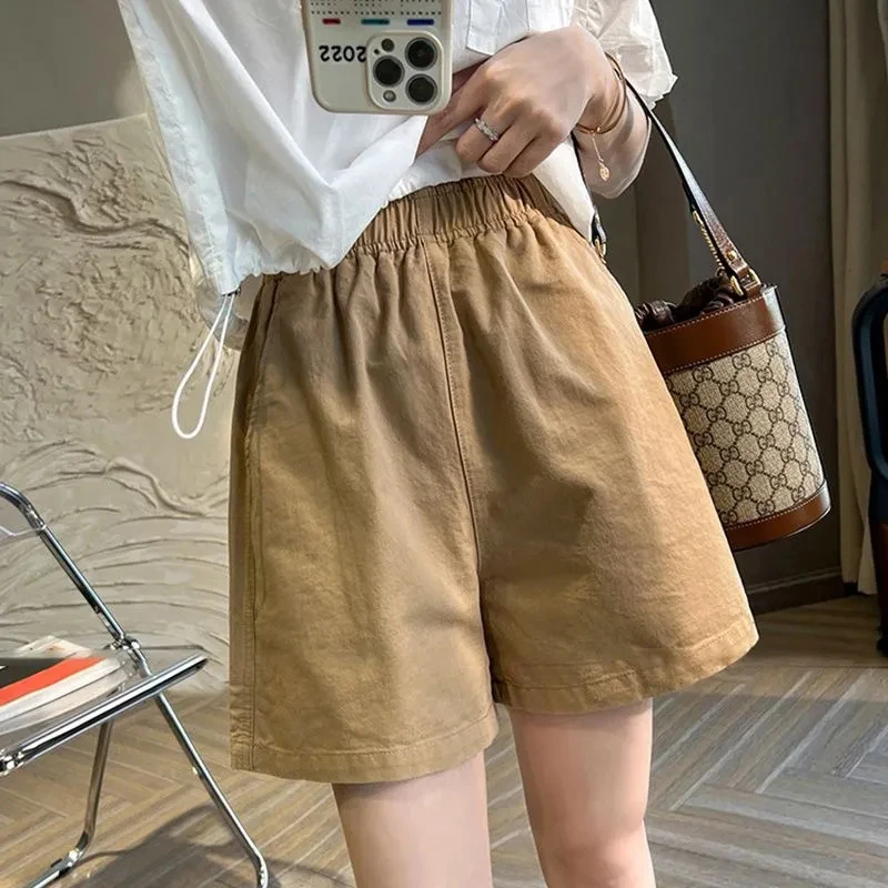 Khaki Cargo Shorts Women Summer Ins Trend New High Waist Loose All ...