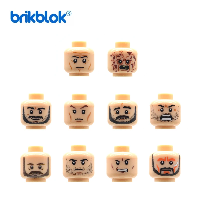 Bricks Head Custom Male Man Beard Heads | Building Block Mini Heads ...