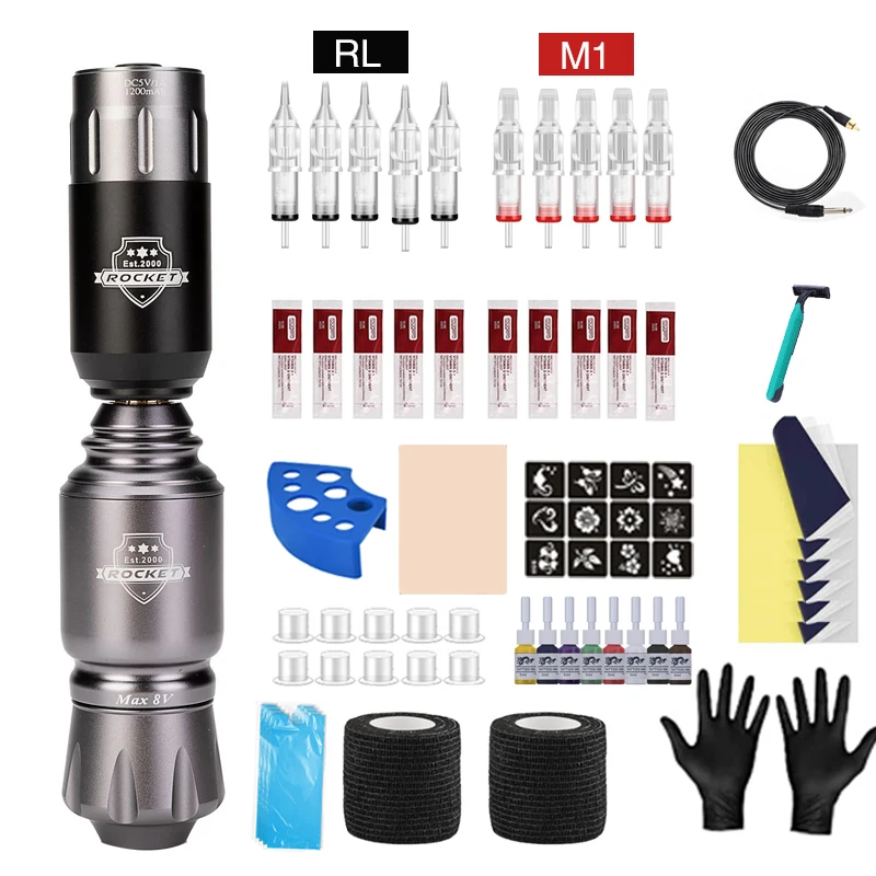 Rocket-Mini-m-quina-de-tatuaje-Kit-completo-de-pluma-rotativa ...