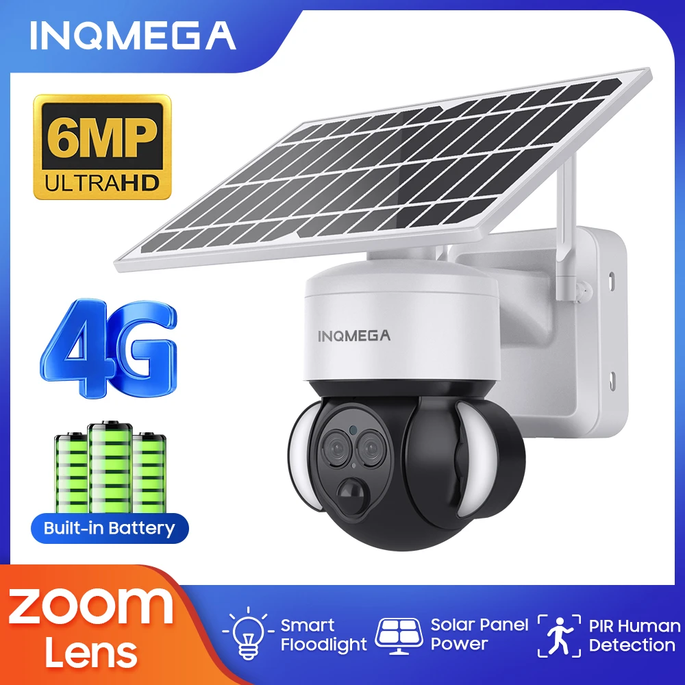 INQMEGA 4K 8MP Solar Camera 12X Zoom Outdoor 4G/Wifi Camera Daul lens ...