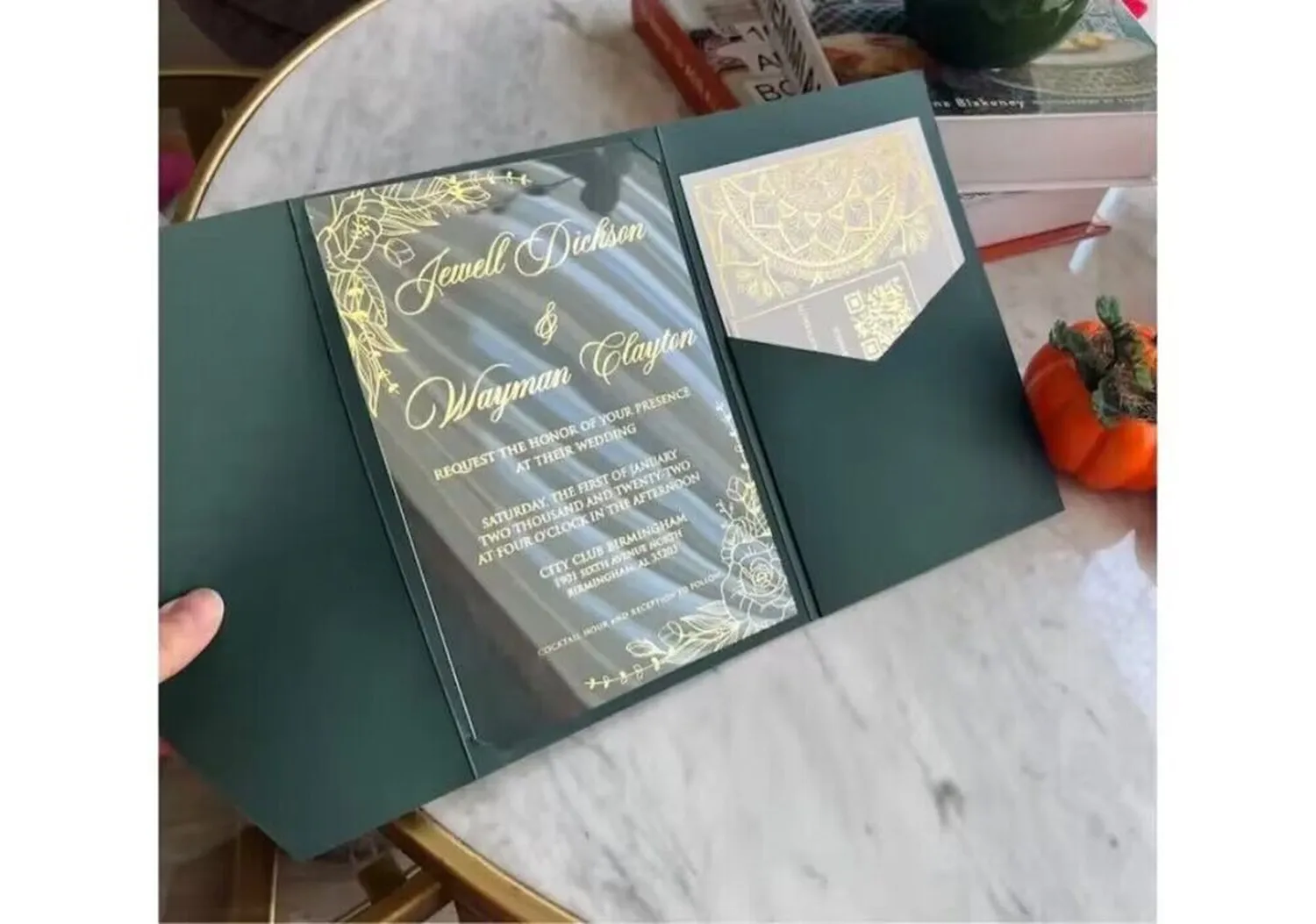 Marriage-Gift-Invitation-Card-Green-Pocket-Envelop-10Pcs-Acrylic ...