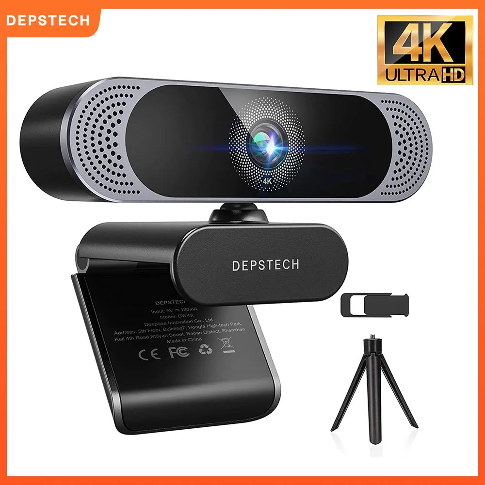 Webcam hd de depstech dw49 4k 8mp com microfone com cancelamento de ruído/capa de privacidade ...