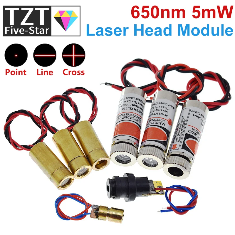 650nm-5mW-Red-Point-Line-Cross-Laser-Module-Head-Glass-Lens-Focusable ...