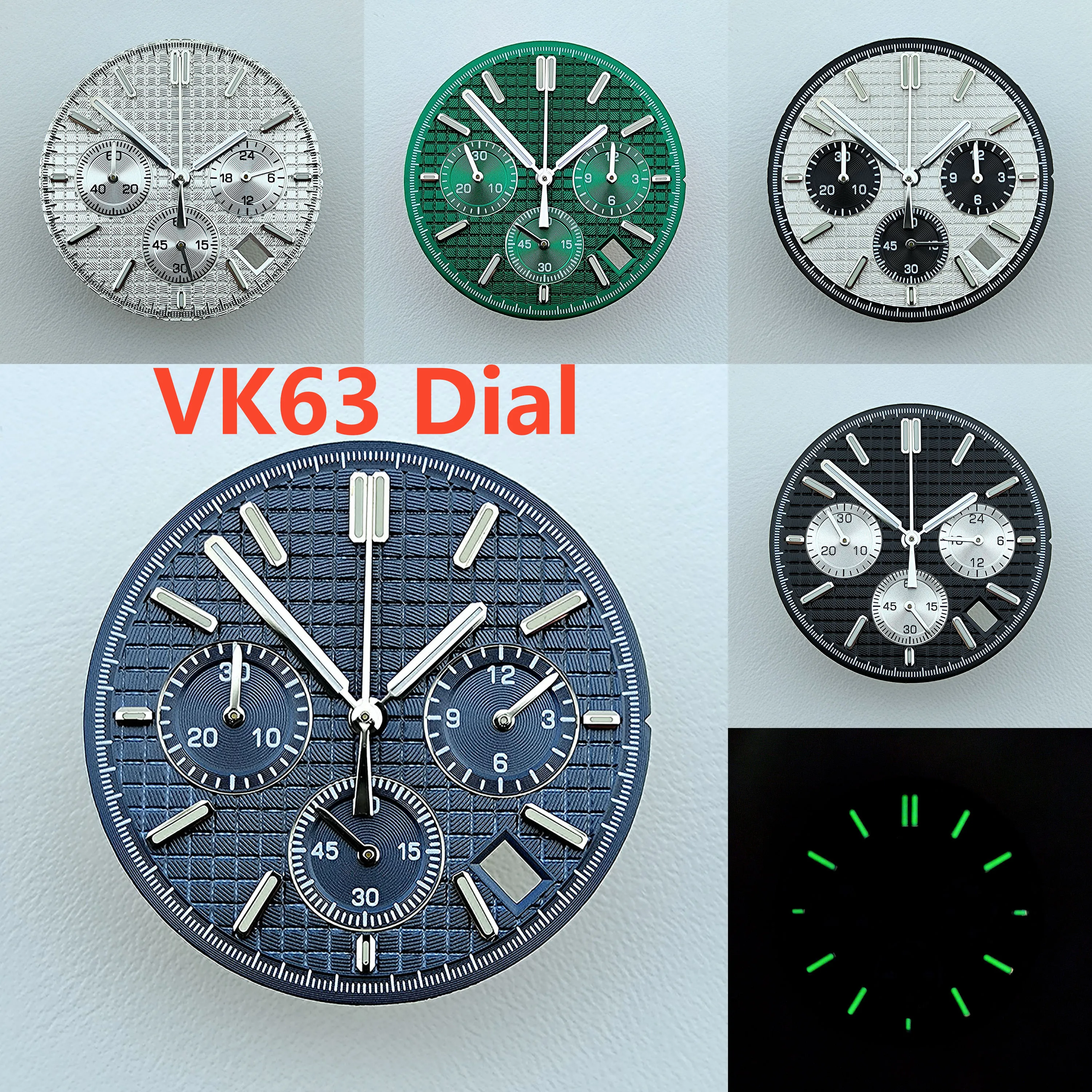 VK63-dial-31-8mm-No-Logo-Dial-Panda-Dial-Green-luminous-Dial-fit-VK63 ...