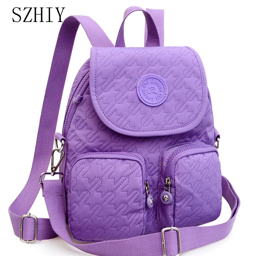 Multi-Pocket-Backpack-Women-Nylon-Shoulder-Bag-Travel-Waterproof ...