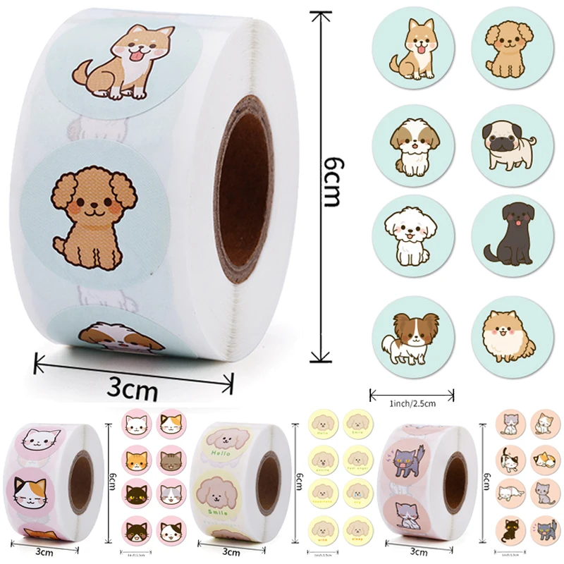 500Pcs-1inch-Kids-Stickers-Teacher-Reward-Sticker-Fun-Motivation-Cat ...