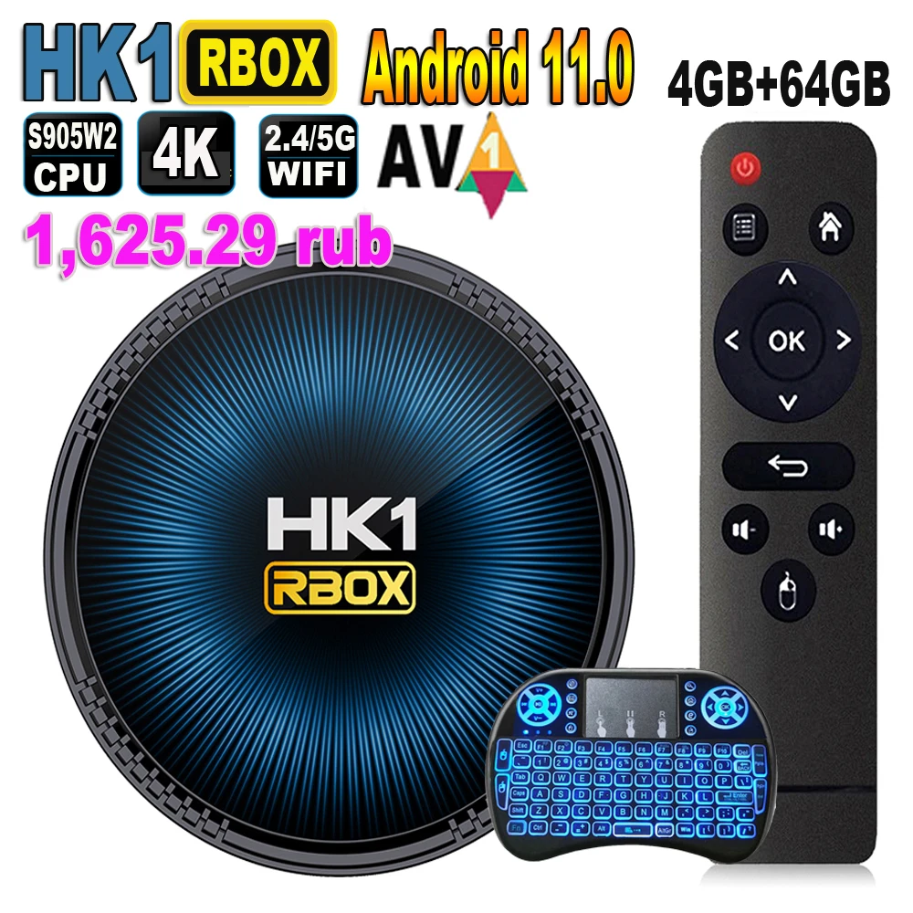 Hk1 Rbox W2 Android 11 Tv Box Amlogic S905w2 16gb 32gb 64gb Av1 2.4g 5g ...