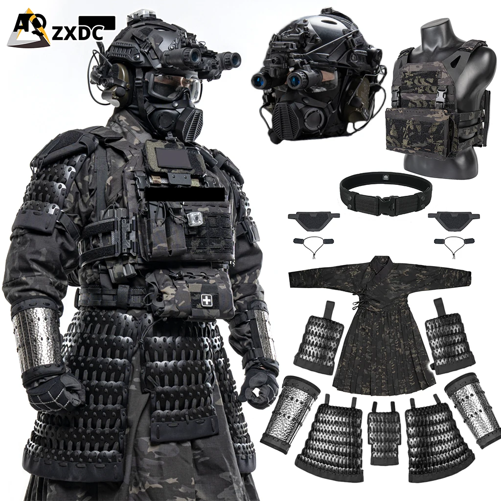 Airsoft-Helmet-Set-Tactical-Shoulder-Armor-Arm-Wrist-Guards-Vest ...