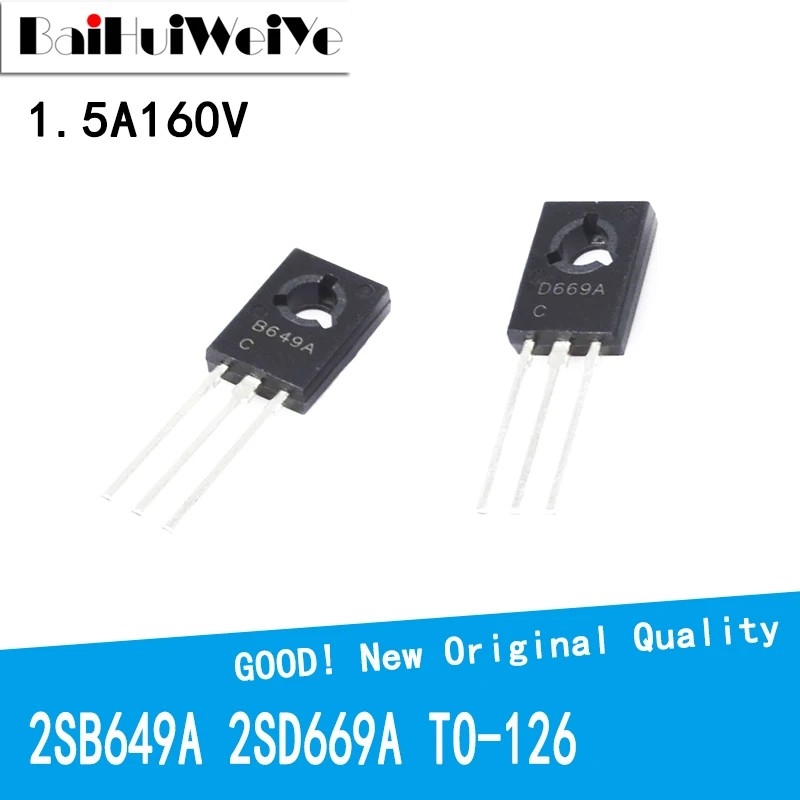 20PCS/LOT 2SB649A 2SD669A B649A D669A 1.5A160V TO126 TO-126 Audio Power ...