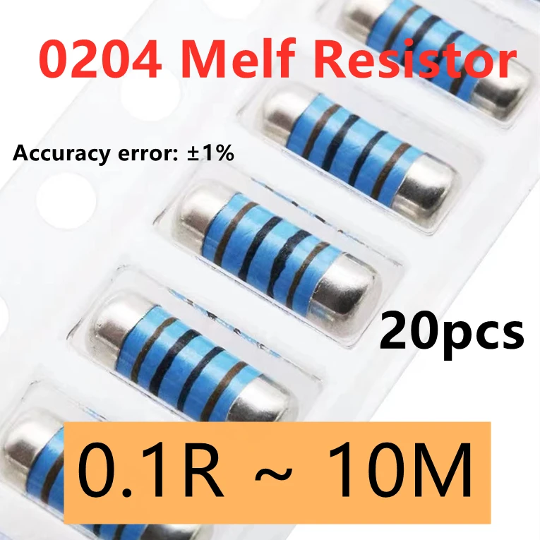 20pcs Chip Melf Resistor 1% 0204 1.3R 2.4R 10R 5.1R 20R 100R 1.2K 3.6K ...