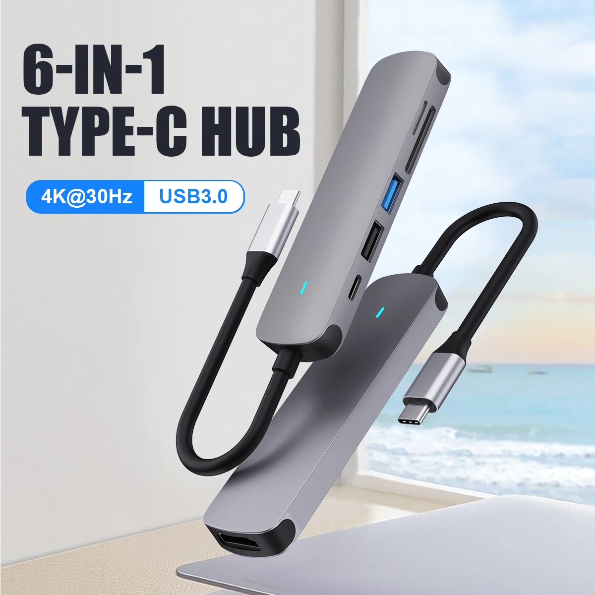 6 em 1 hub usb 3.0 multi divisor usb 4 porta usb 3.0 2.0 com adaptador ...