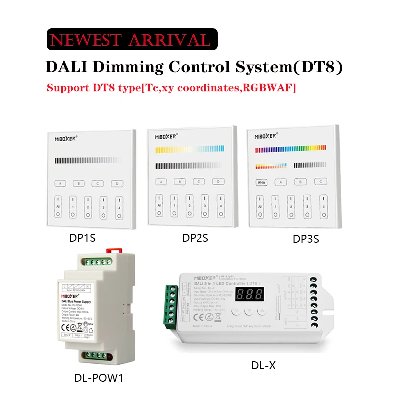 Miboxer DALI Dimming Control System(DT8) 86 touch panel DALI 5 in 1 LED Controller DALI Bus ...