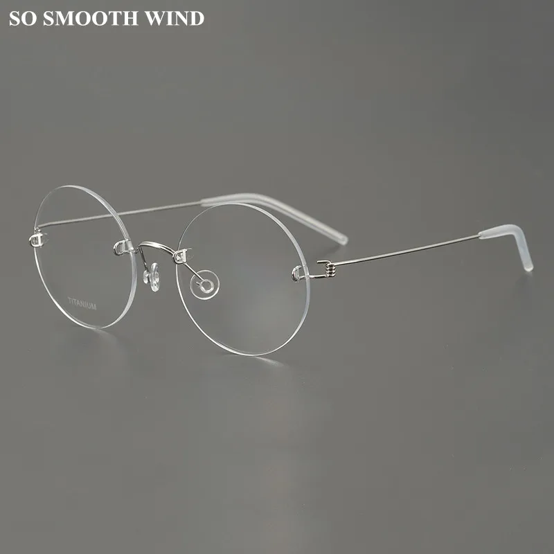 Denmark-Brand-Rimless-Round-Glasses-Frame-Ultralight-Screwless-Rim ...