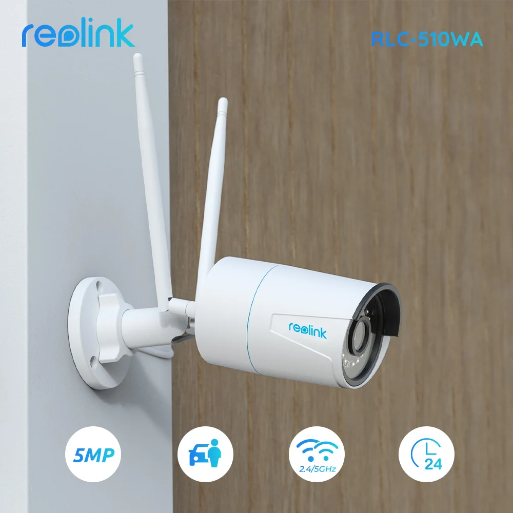 Reolink RLC-510WA Security Camera 5MP 2.4G/5Ghz WiFi Night Vision IP66 ...