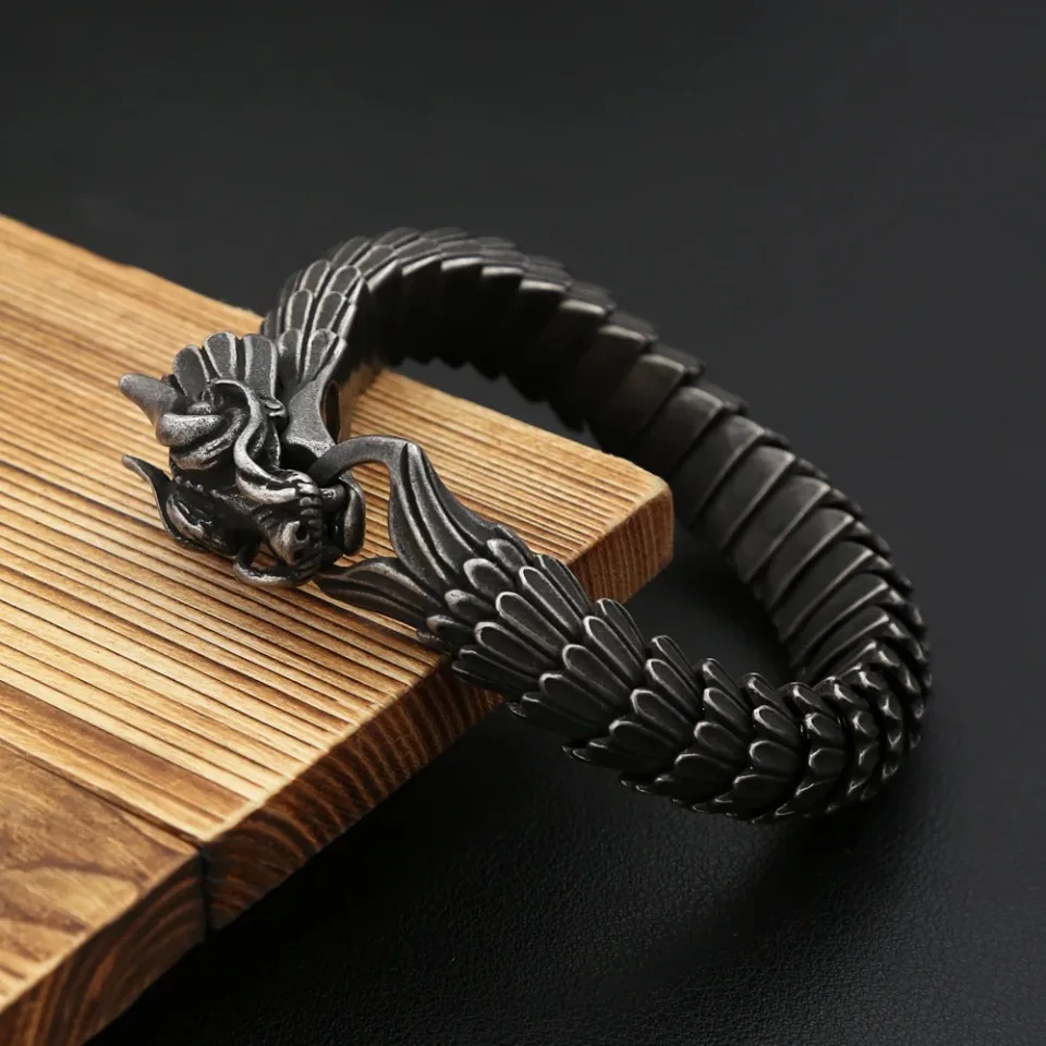 Fashion-Vintage-Stainless-Steel-Dragon-Link-Chain-Bracelet-For-Men-Punk ...