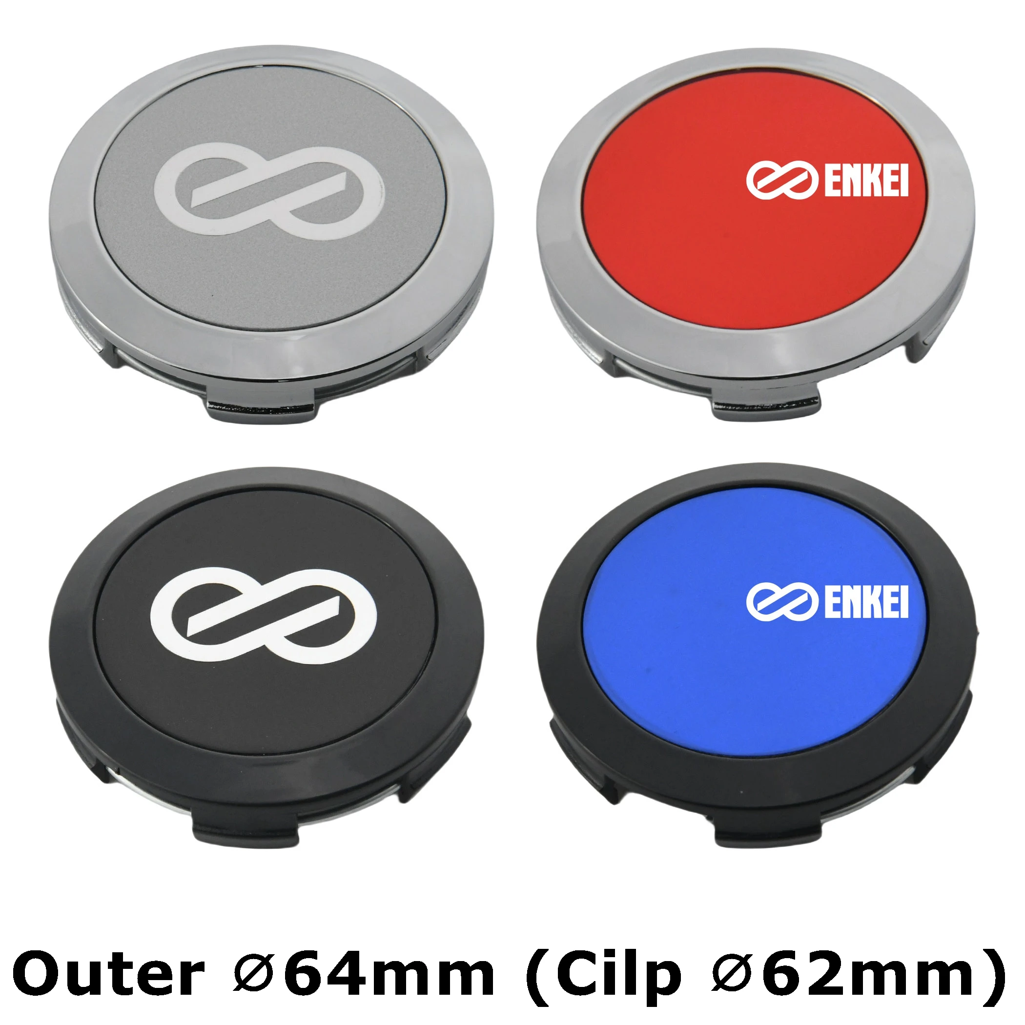 1Set/4PCS 64MM OD / 62MM ID Caps On Wheels ENKEI Logo Wheel Center Cap ...
