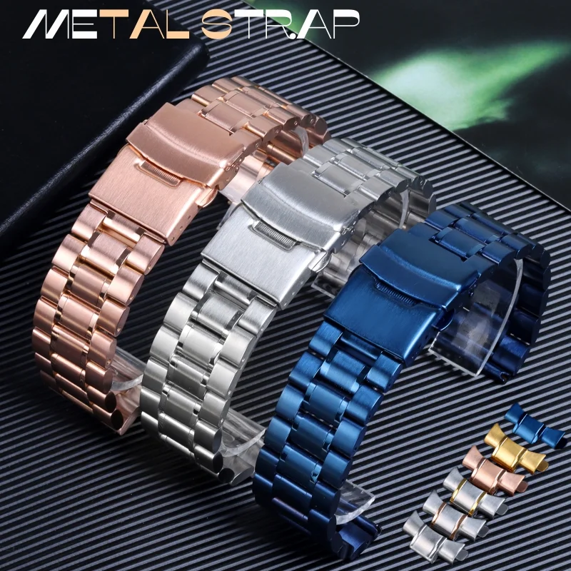 Stainless-Steel-Watch-Strap-18mm-20mm-22mm-24mm-Curved-End-Watch-Band ...