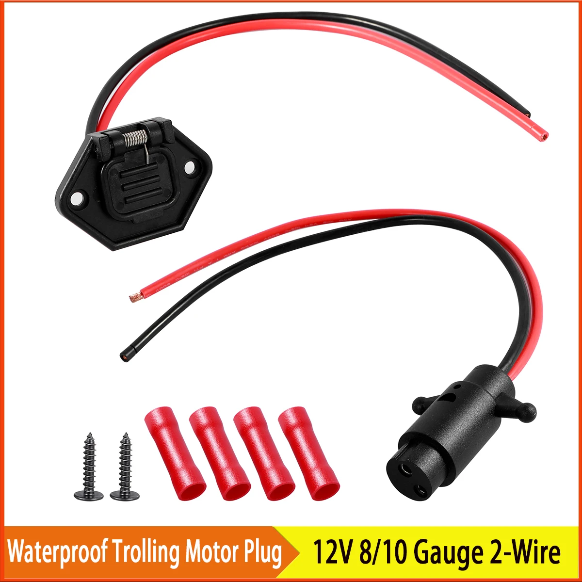 12v 8/10 Gauge 2-Wire Marine Male and Female Trolling Motor Connectors ...