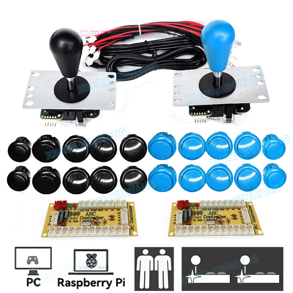 Arcade Joystick Copy SANWA Game Machine Stick Console DIY Kit Push Buttons For PC Raspberry Pi ...