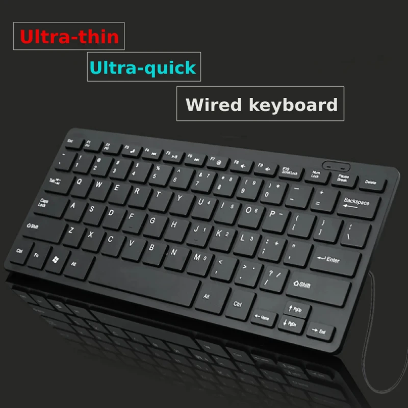 Ultra-thin-Quiet-Small-Size-78-Keys-Wired-Keyboard-Mini-Multimedia-USB ...