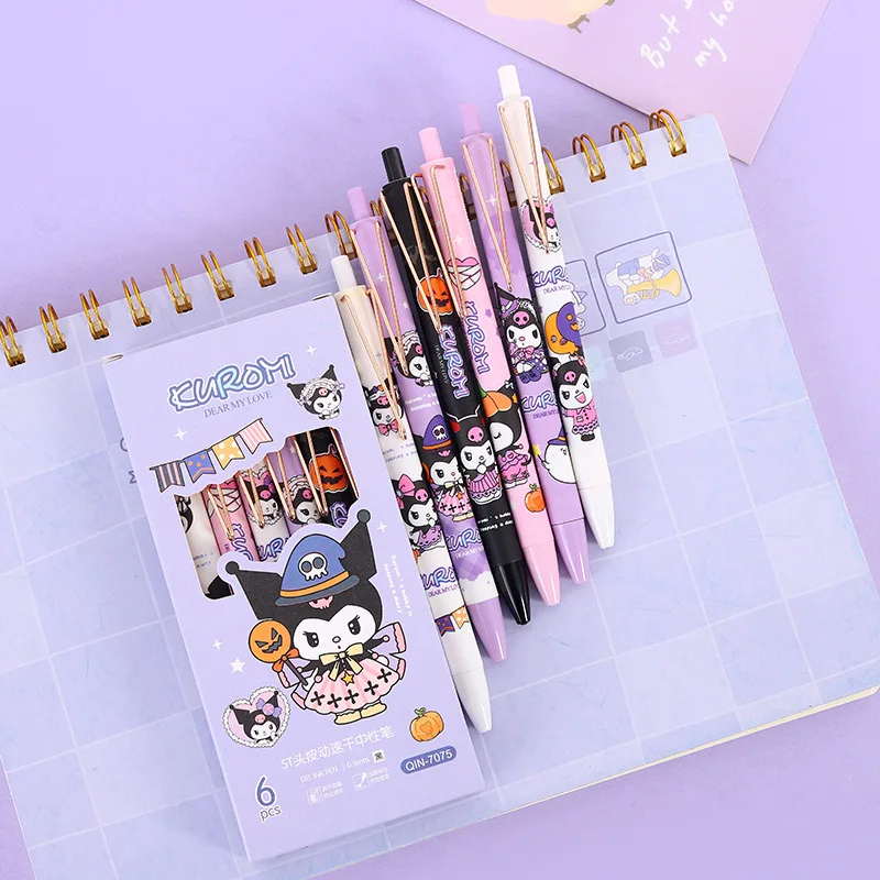 MINISO-Sanrio-6pcs-Cartoon-Gel-Pen-Hello-Kitty-Cinnamoroll-Kuromi-Pens ...