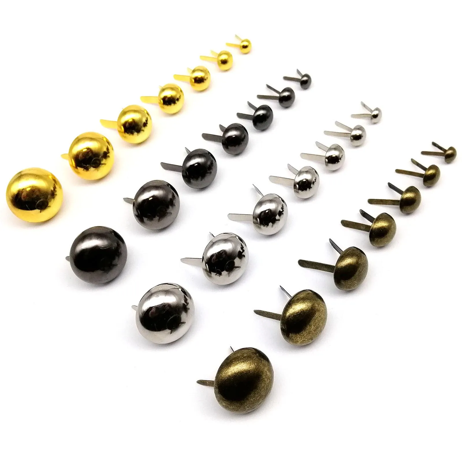 50pcs Metal Semi Ball Round Two Leg Feet Pierced Rivet Stud Nail for ...