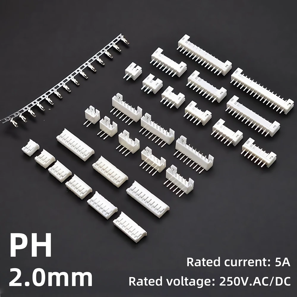 10set JST PH2.0 연결관 2.0mm 피치 2p/3/4/5/6/7/8/9/10/12p/14/15/16 Pin 직선 ...