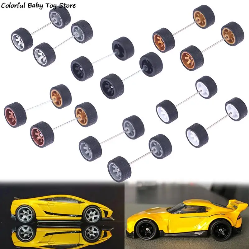 1Set-1-64-Car-Wheels-For-Hotwheels-Rubber-Tire-With-Wheel-Axle-Model ...